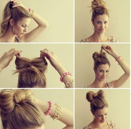 Easy Bun Hairstyle Tutorials For The Summers: Top 10! - Heart Bows & Makeup
